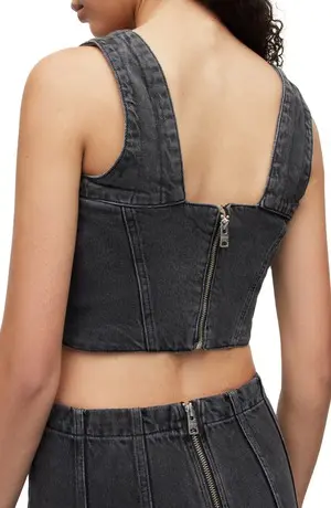 ALLSAINTS Charli Denim Corset Top