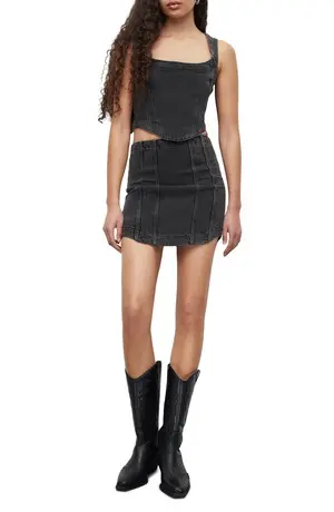 ALLSAINTS Charli Denim Corset Top