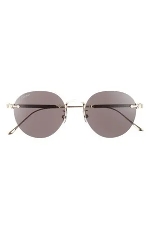 CARTIER 52mm Round Frame Sunglasses - Gold