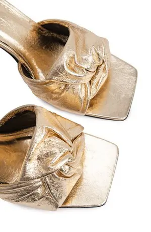 By Far Lamar Metallic Square Toe Sandal