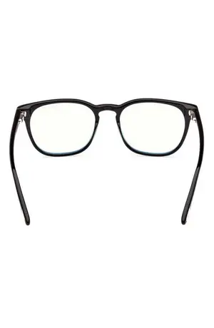 TOM FORD 53mm Square Blue Light Blocking Eyeglasses - Shiny Black
