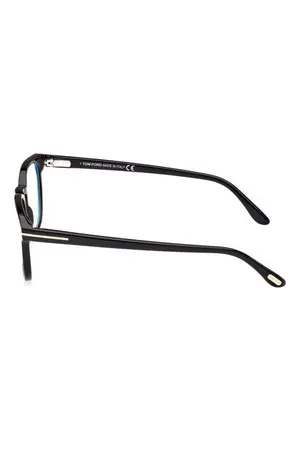 TOM FORD 53mm Square Blue Light Blocking Eyeglasses - Shiny Black