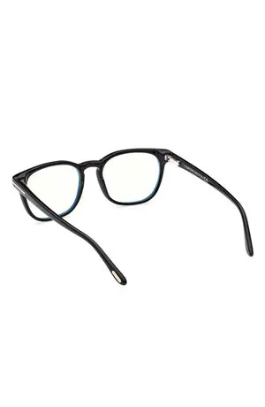 TOM FORD 53mm Square Blue Light Blocking Eyeglasses - Shiny Black