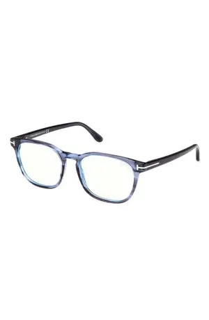 TOM FORD 53mm Square Blue Light Blocking Eyeglasses - Blue/other