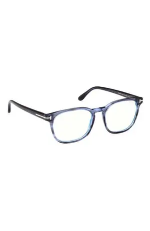 TOM FORD 53mm Square Blue Light Blocking Eyeglasses - Blue/other