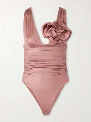 Magda Butrym Magda Butrym Appliquéd Ruched Swimsuit Antique Rose