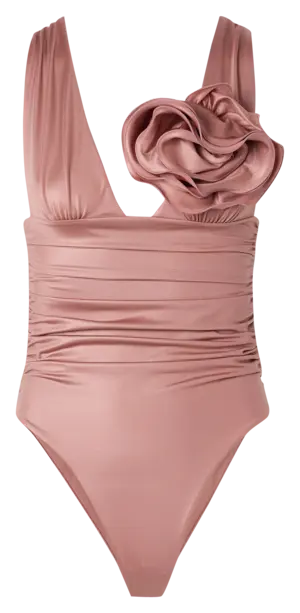 Magda Butrym Appliquéd Ruched Swimsuit - Pink