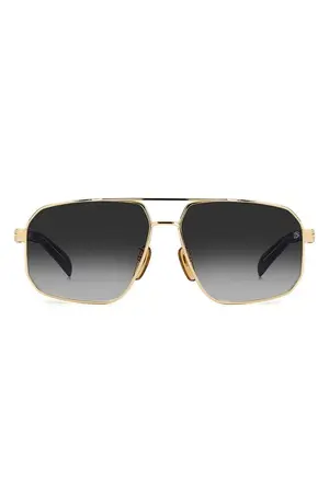 DB EYEWEAR BY DAVID BECKHAM David Beckham Eyewear Rectangular Sunglasses Gold Black/ Grey Shaded