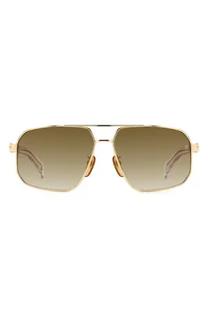 DB EYEWEAR BY DAVID BECKHAM David Beckham Eyewear Rectangular Sunglasses Gold Crystal/ Brown Gradient