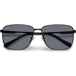 POLAROID 62mm Polarized Oversize Square Sunglasses - Black/gray Polar