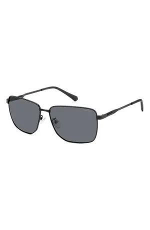 POLAROID 62mm Polarized Oversize Square Sunglasses - Black/gray Polar