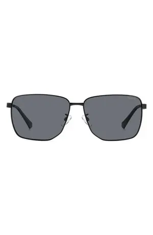POLAROID 62mm Polarized Oversize Square Sunglasses - Black/gray Polar