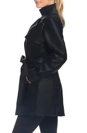 Sanctuary Faux Leather Belted Trench Coat