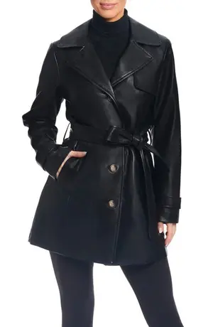 Sanctuary Faux Leather Belted Trench Coat