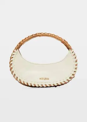 Cult Gaia Aiko Woven Leather Top-Handle Bag - Off White