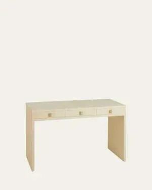 Aerin Faux Shagreen Vanity Table And Stool - Cream