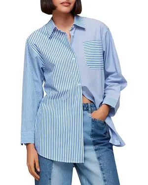 Whistles Millie Striped Oversized Shirt