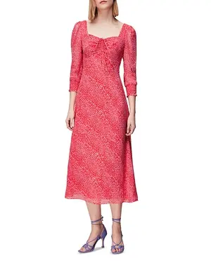 Whistles Diagonal Leopard Print Midi Dress