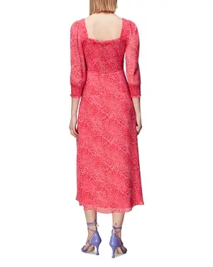 Whistles Diagonal Leopard Print Midi Dress
