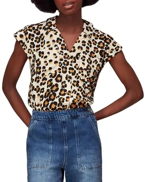 Whistles Painted Shirt - Leopard Print