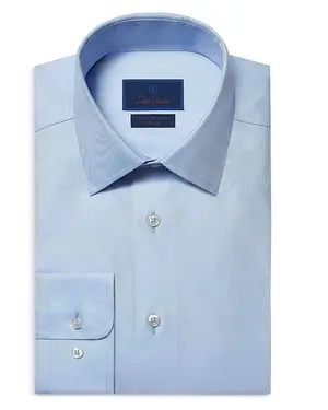 David Donahue Trim Fit Twill Non Iron Dress Shirt - Sky