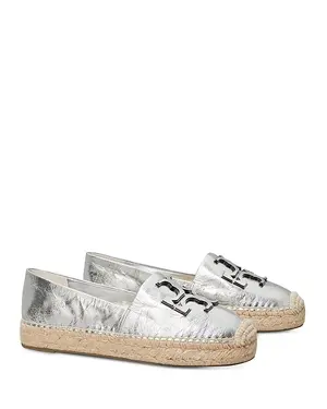 Tory Burch Ines Platform Espadrille Flats Silver