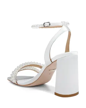 Badgley Mischka Feisty Ankle Strap High Heel Sandals - White Satin