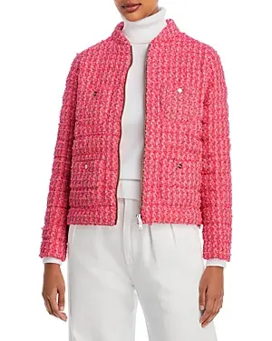 Herno Herno Tweed Bomber Jacket Sand/neon Pink