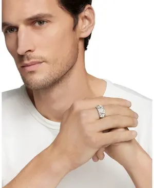 David Yurman Faceted Diamond Pave Ring - Silver