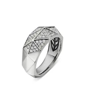 David Yurman Faceted Diamond Pave Ring - Silver