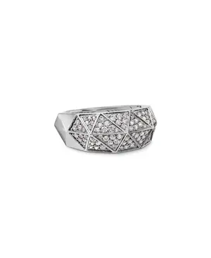 David Yurman Faceted Diamond Pave Ring - Silver