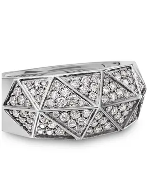David Yurman Faceted Diamond Pave Ring - Silver