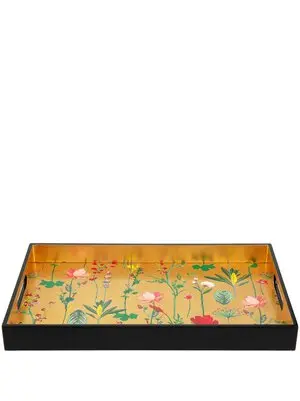 LES-OTTOMANS Floral-print Lacquered Tray - Brown