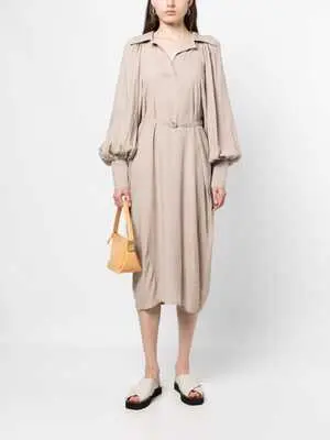 Lorena Antoniazzi Spread-collar Belted Midi Dress