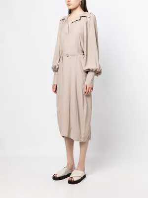 Lorena Antoniazzi Spread-collar Belted Midi Dress