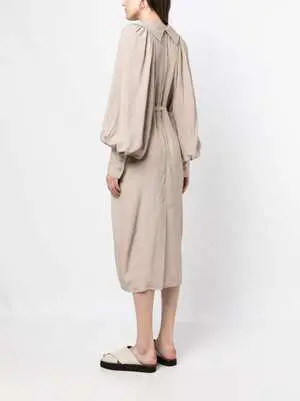 Lorena Antoniazzi Spread-collar Belted Midi Dress