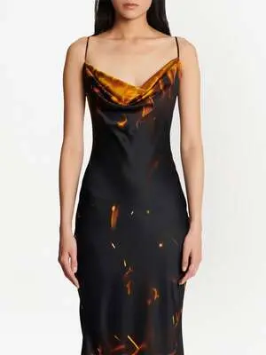 Balmain Fire-print Maxi Dress