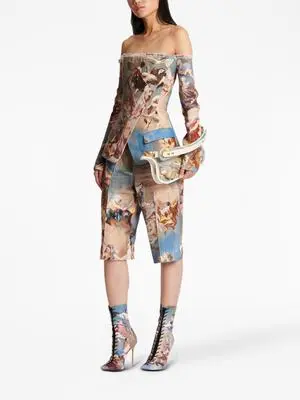 Balmain Sky-print Off-the-shoulder Jacket