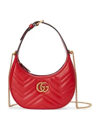 Gucci Gucci Mini GG Marmont Half-Moon Shoulder Bag 6832 Rosso