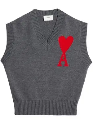 Ami Logo-intarsia Knit Vest
