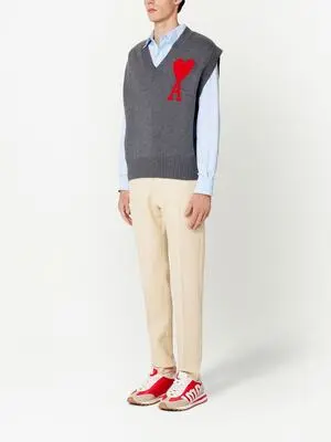 Ami Logo-intarsia Knit Vest