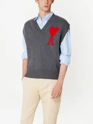 Ami Logo-intarsia Knit Vest