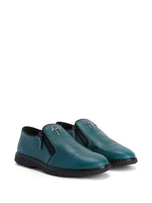 GIUSEPPE ZANOTTI Snake-skin Effect Leather Loafers