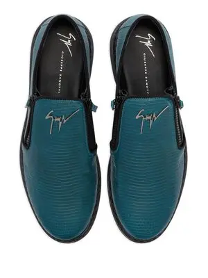 GIUSEPPE ZANOTTI Snake-skin Effect Leather Loafers