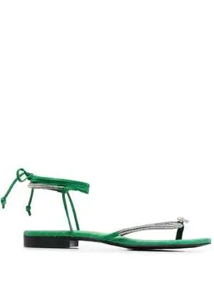 Philipp Plein Skull Stud Thong Strap Sandals - Green
