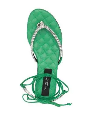 Philipp Plein Skull Stud Thong Strap Sandals