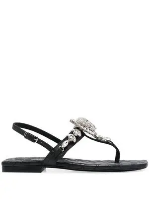 Philipp Plein Crystal-skull Leather Sandals - Black