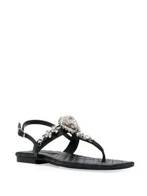 Philipp Plein Crystal-skull Leather Sandals - Black