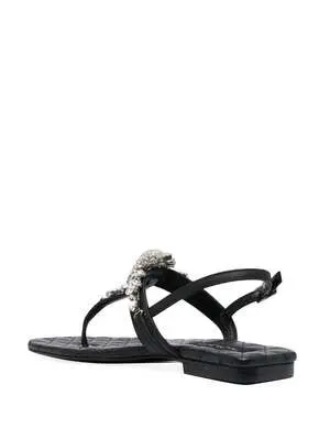 Philipp Plein Crystal-skull Leather Sandals - Black