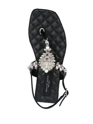 Philipp Plein Crystal-skull Leather Sandals - Black